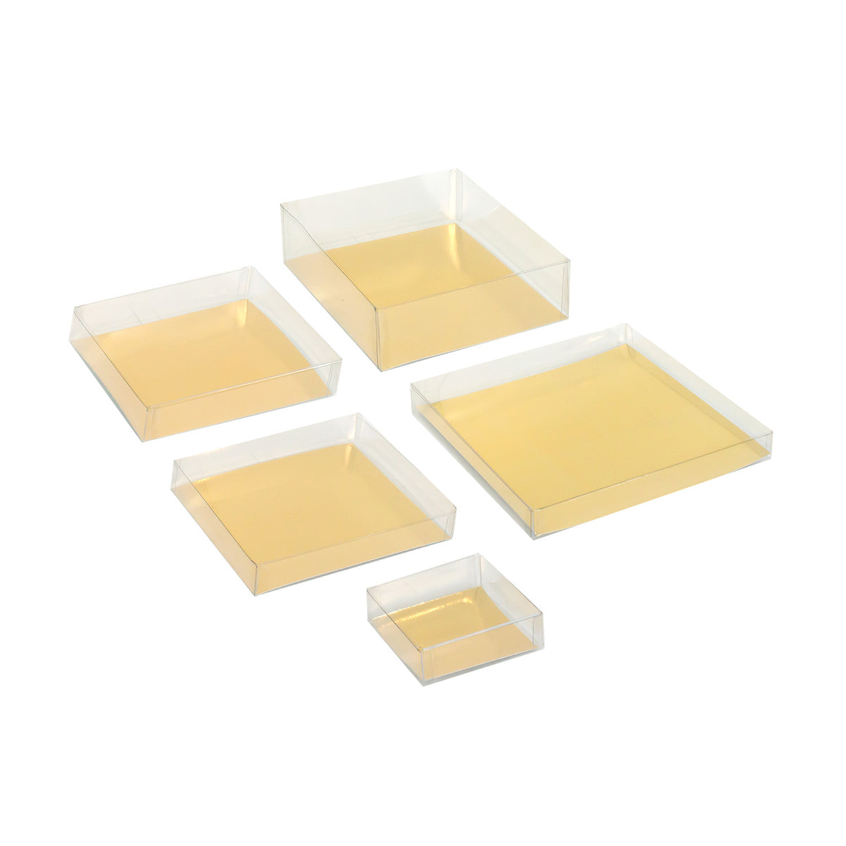 Square Clear Containers with Gold Base | Emballage Tout – Emballage tout