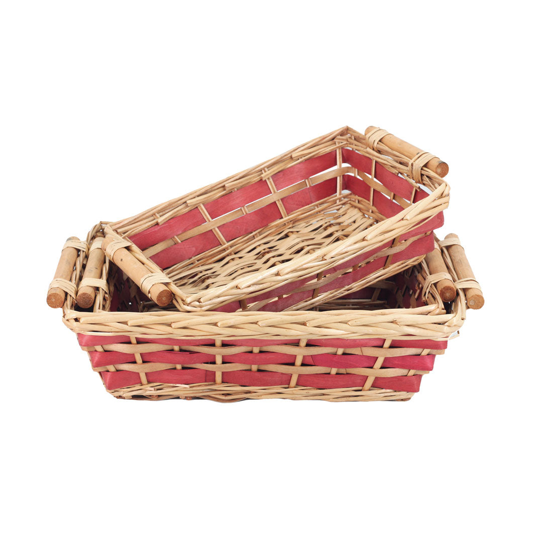 Woven Rectangular Basket With Red Interlace | Shop on Emballage Tout ...